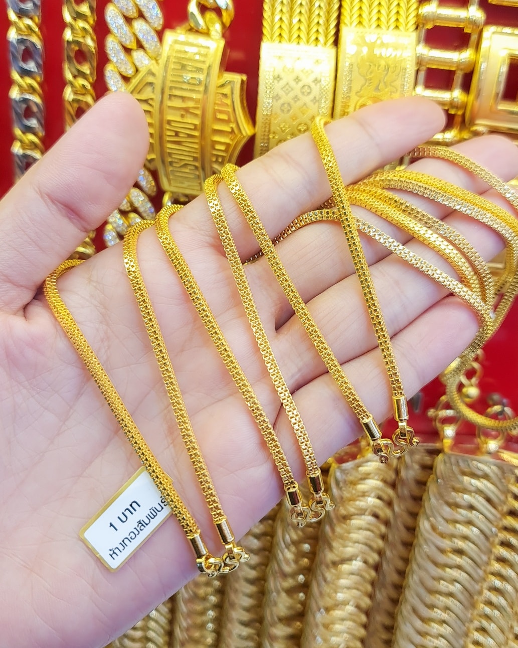 23K Gold Chain 15.2g Square Box Link (3165) Thai Gold