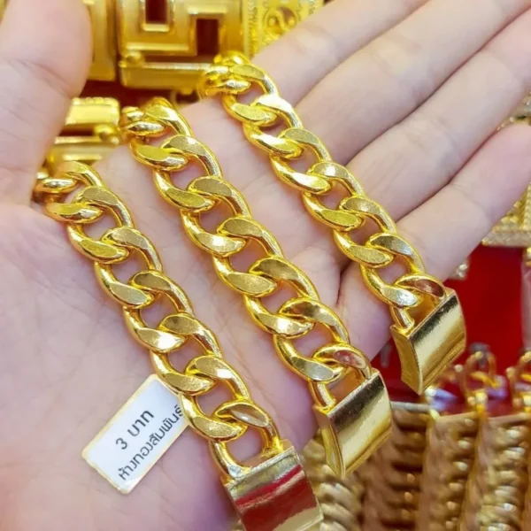 23K Gold Bracelet 45.6g (3 Baht) Barbada Link (3177) Thai Gold